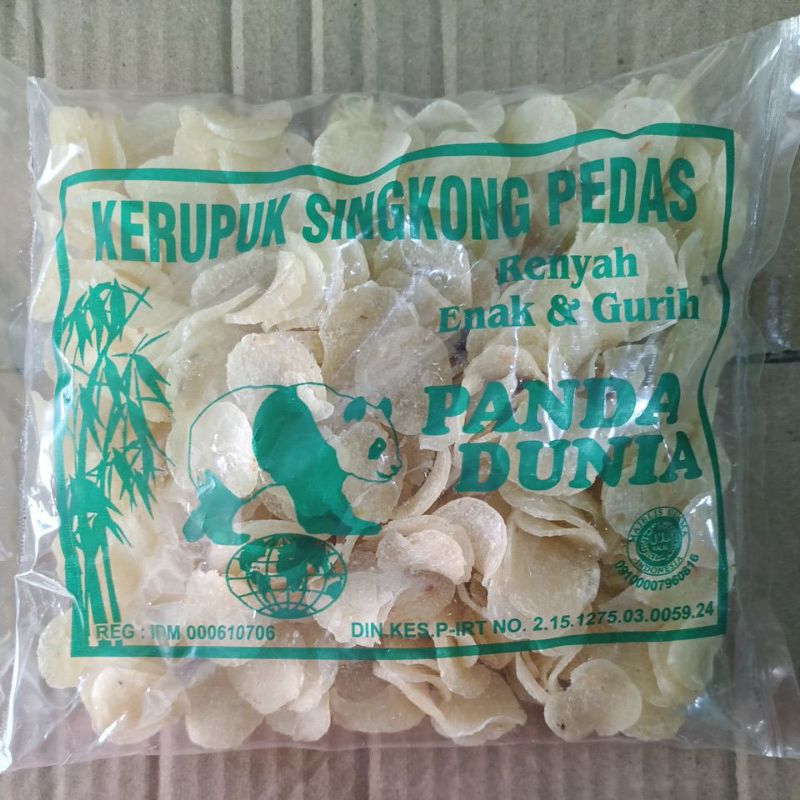 Jual Kerupuk Singkong Pedas Cap Panda ( 400gr ) Keripik Koin singkong ...