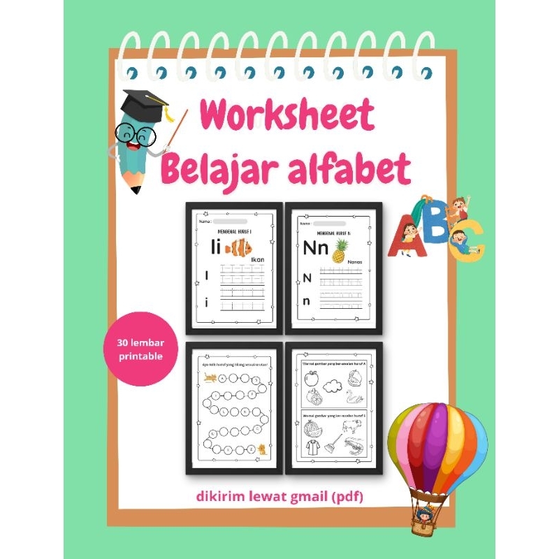 Jual Worksheet printable belajar alfabet | belajar menulis alfabet ...