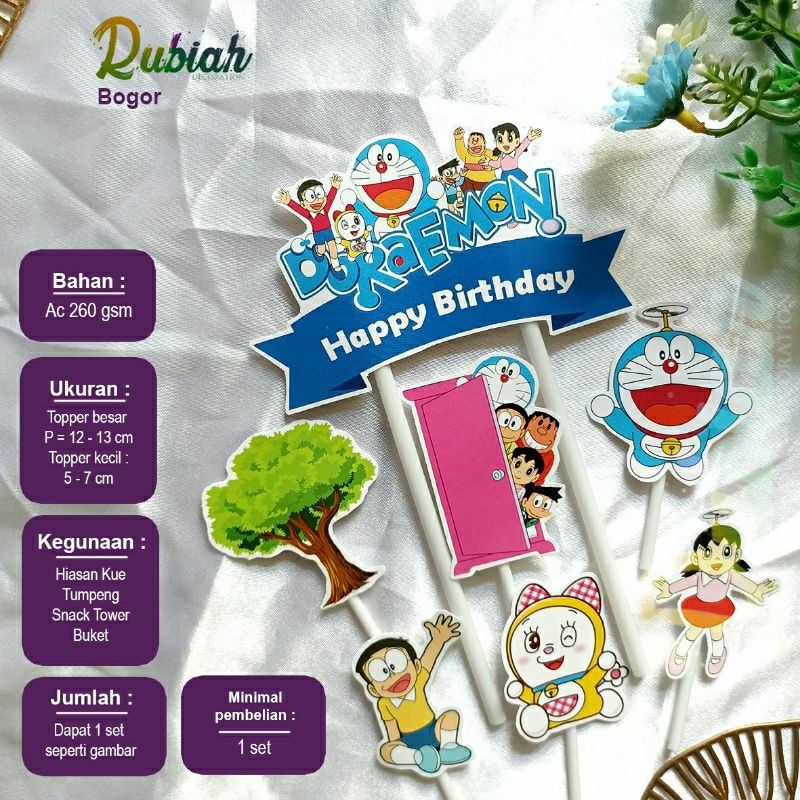 Jual Cake Topper Karakter Pintu Doraemon Happy Birthday 1 set / Hiasan ...