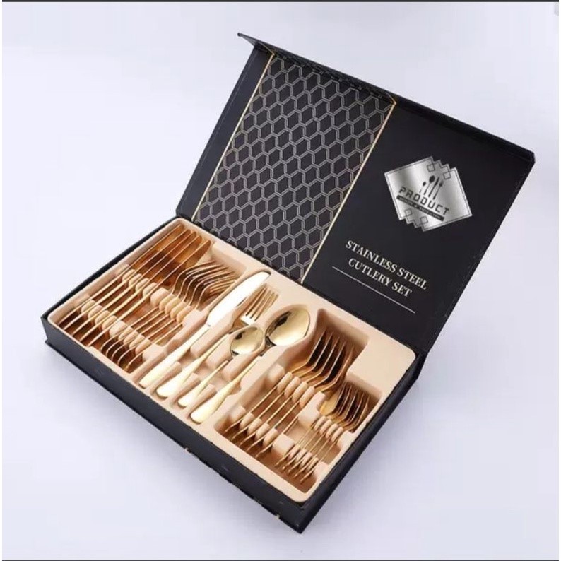 Jual HomeAku Sendok Set Sultan / Sendok Gold / Cutlery Set / Stainlees ...
