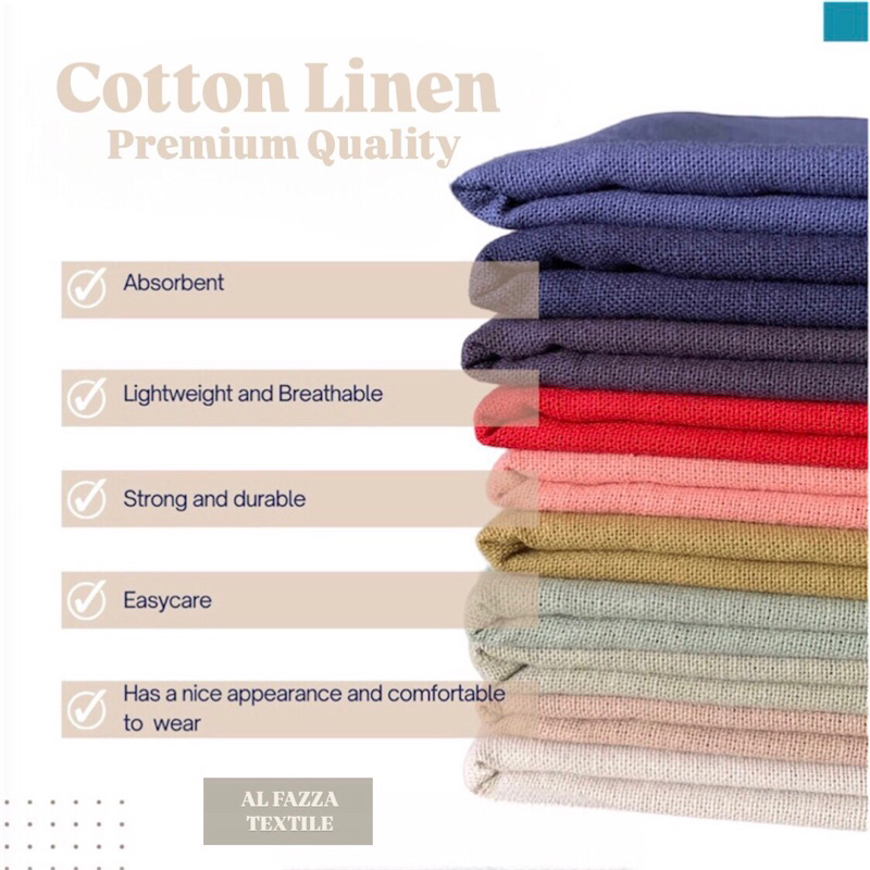 Jual 1/2 Meter Cotton Linen Premium Quality | Katun Linen | Katun Linen ...