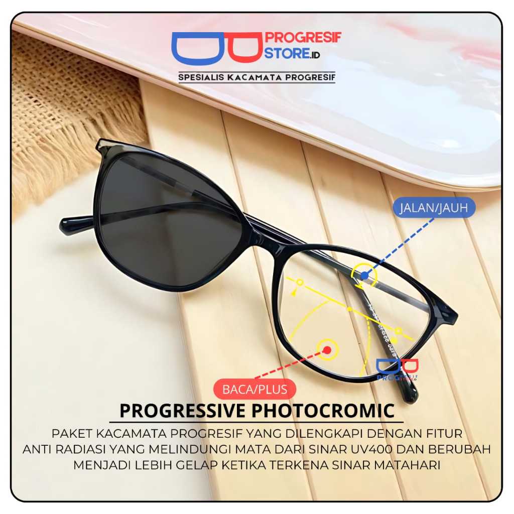 Jual Kacamata Progresif Photocromic Baca Dan Jalan Pria Wanita | Shopee ...