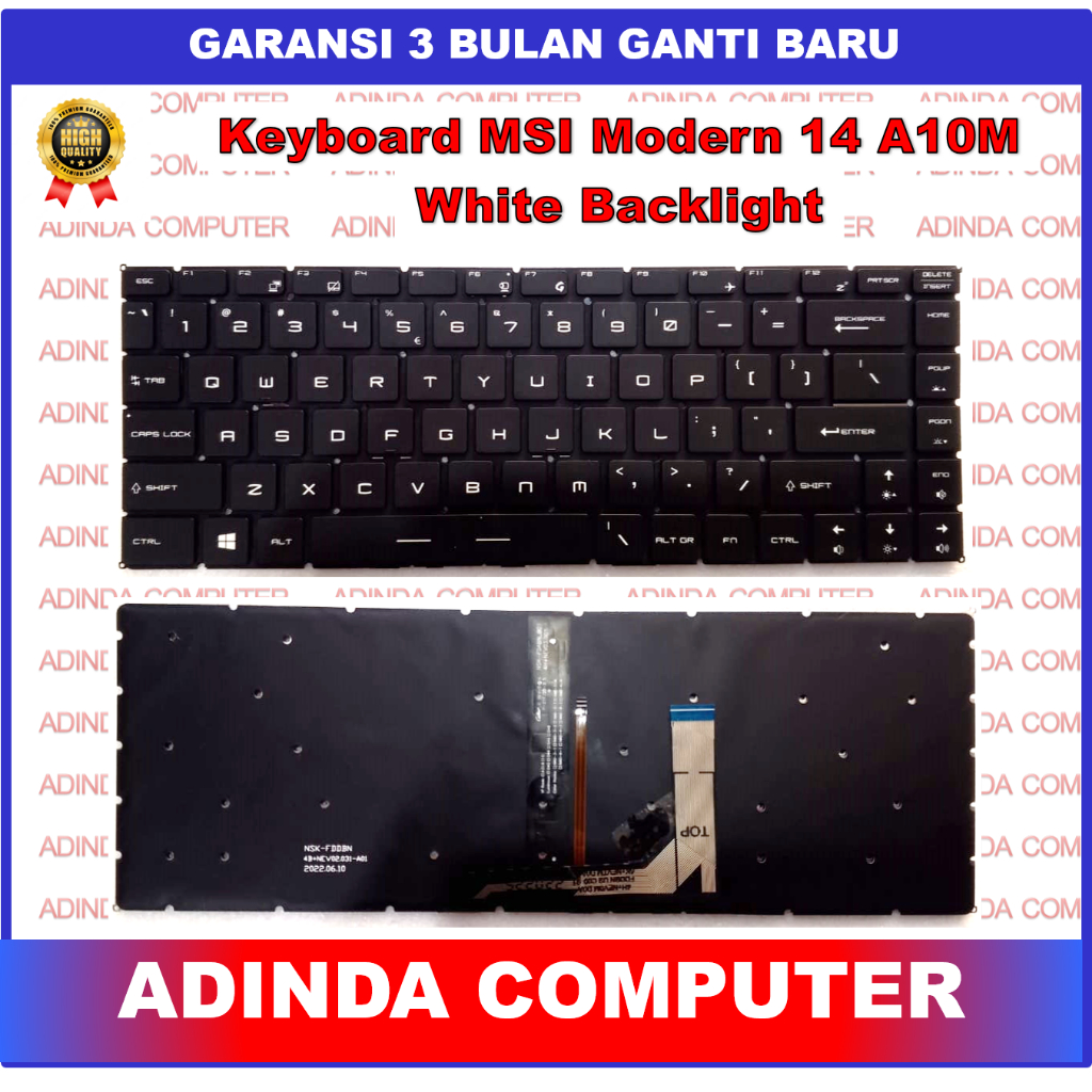 Jual Keyboard MSI Modern 14 A10M MS-14b3 MS-14C1 MS-1551 Black WHITE BACKLIGHT | Shopee Indonesia
