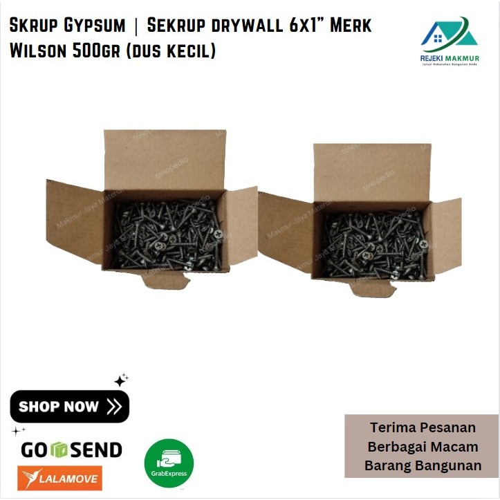 Jual Skrup Gypsum | Sekrup drywall 6x1" Merk Wilson 500gr (dus kecil) | Shopee Indonesia