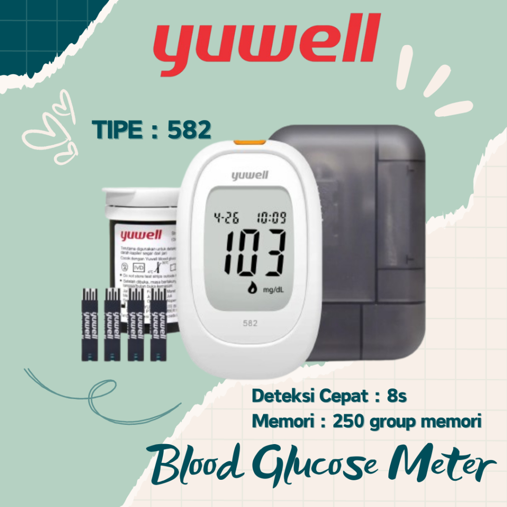 Jual YUWELL Blood Glucose Meter 582 SET – Alat Cek Gula Darah / YUWELL ...