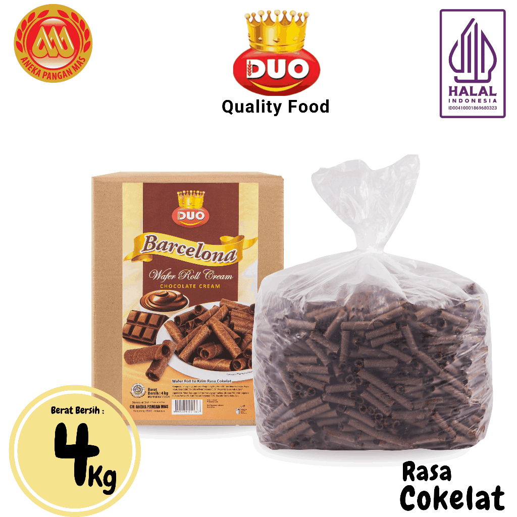 Jual DUO Barcelona Wafer Roll Mini isi Krim Rasa Cokelat/Vanilla/Pandan ...