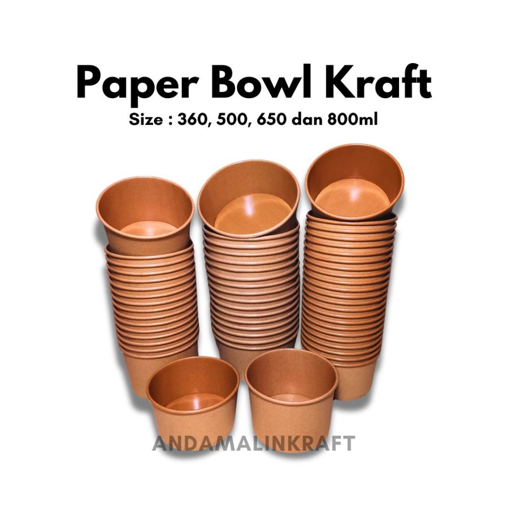Jual Isi 25 pcs Paper bowl kraft / Paper bowl coklat laminasi / mangkok ...