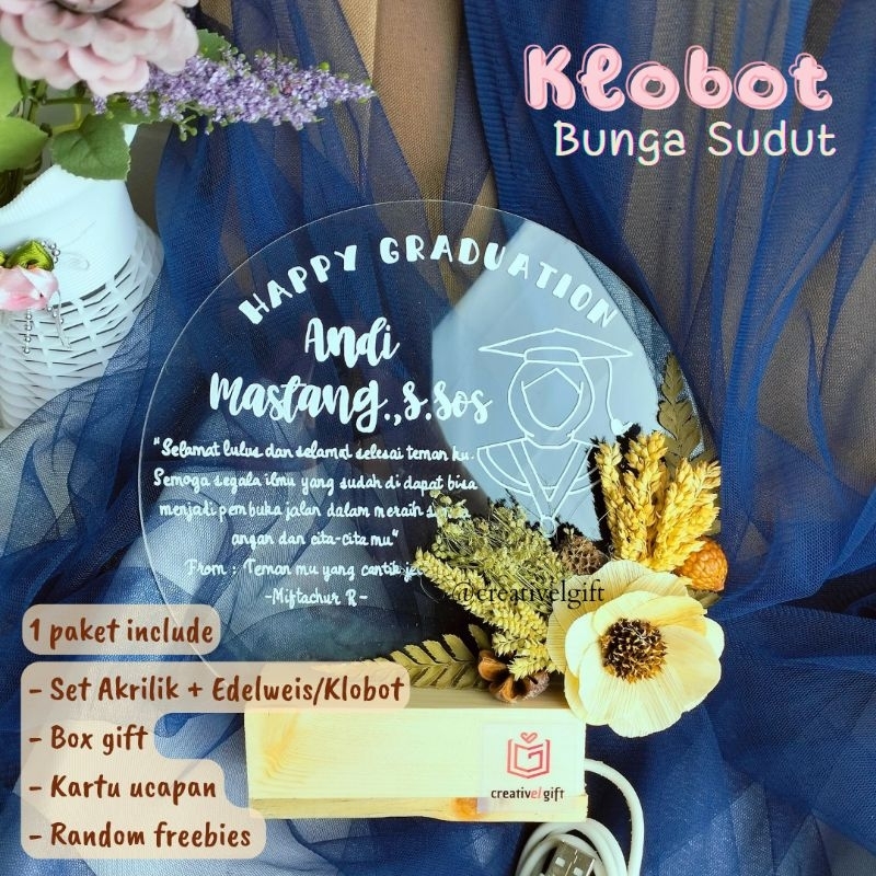 Jual [GIFT KEKINIAN] Free Box Akrilik Gift/Bunga Klobot dan Edelweis ...