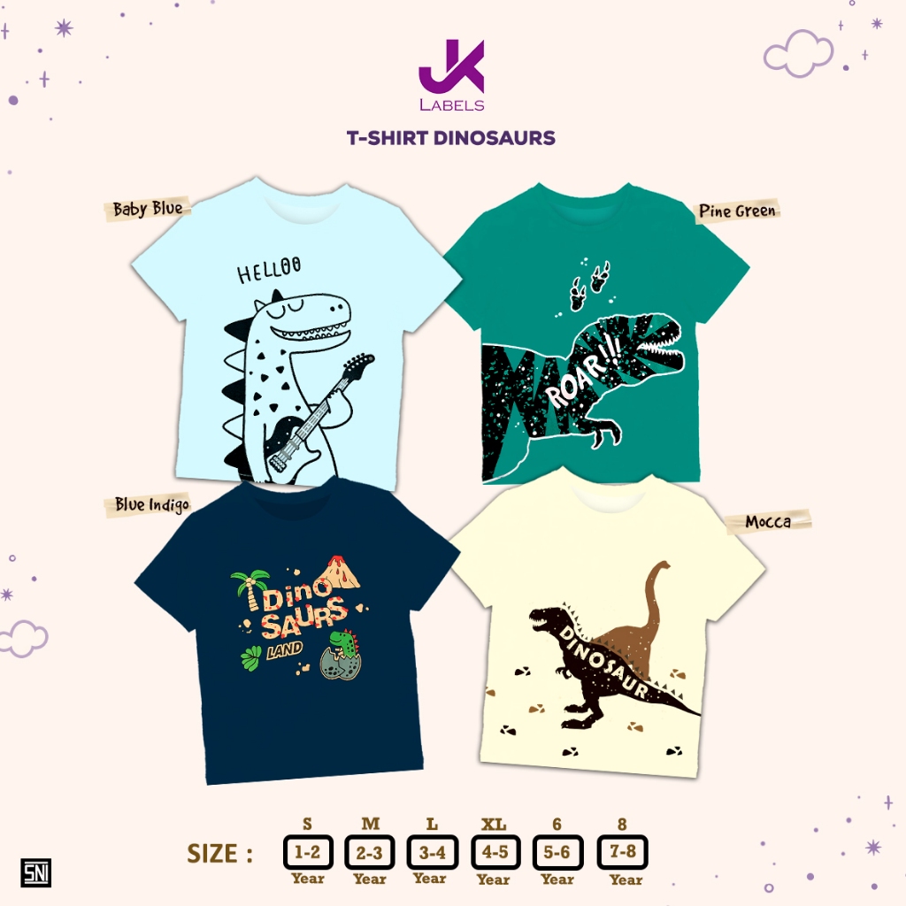 Jual JK LABELS - Tshirt Dinosaur (1-8 Tahun) | Shopee Indonesia