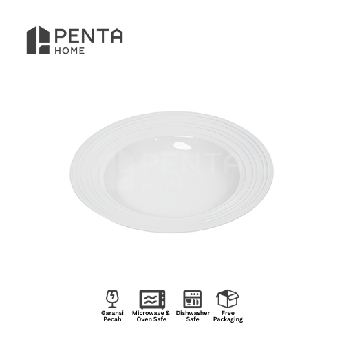 Jual PENTA HOME Piring Keramik Soup Plate 8 Inch / 21.5cm Loop White | Shopee Indonesia