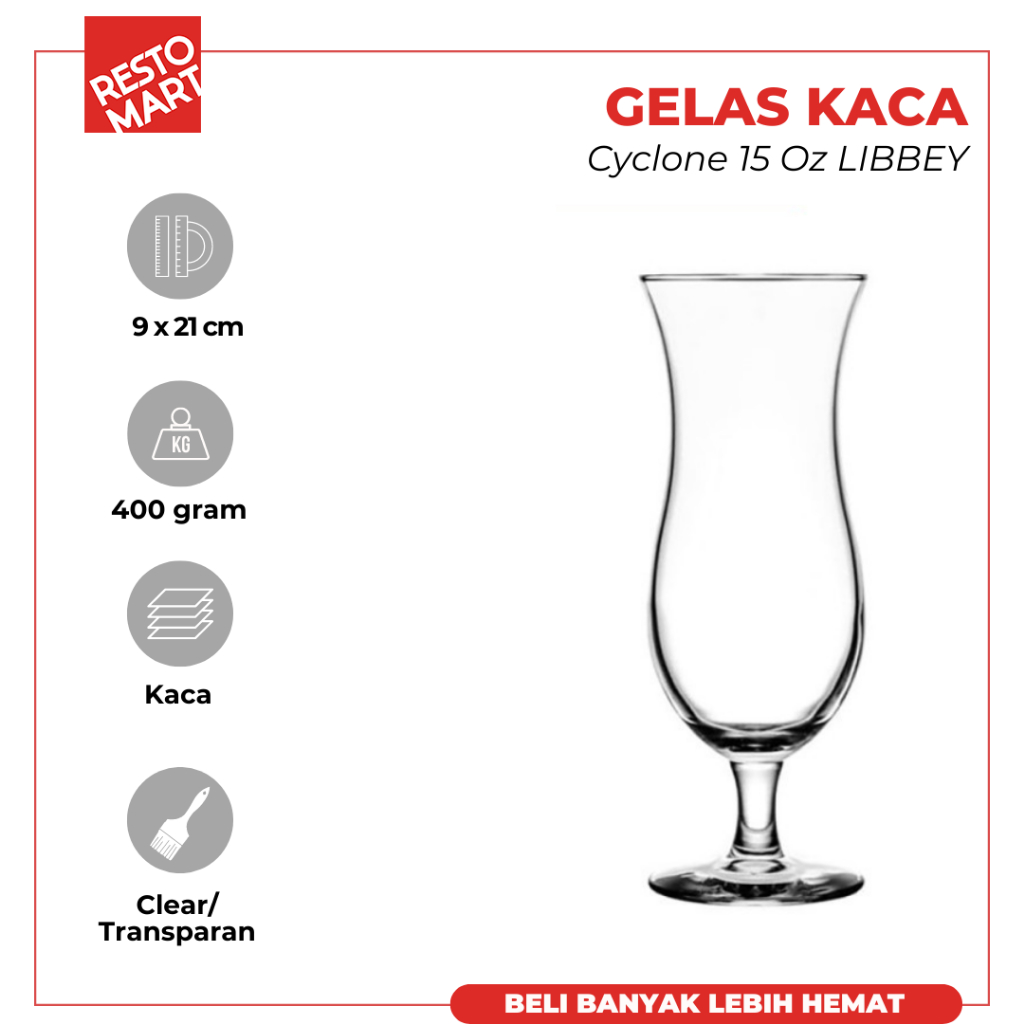 Jual Gelas Kaca 443 ml / Cyclone Glass 15 oz LIBBEY Kaca (2063024)(F8 ...