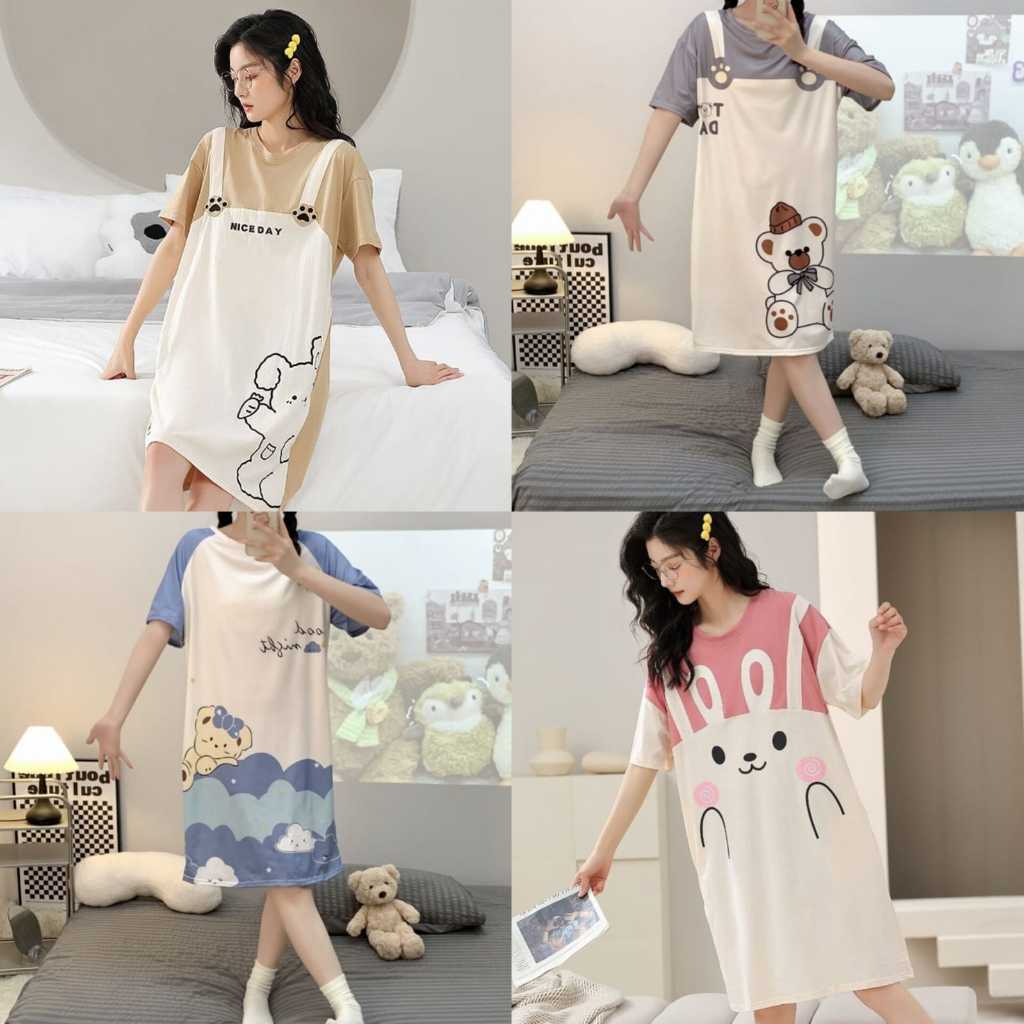 Jual Daster Modern Kekinian Wanita Dewasa Lengan Pendek Motif Lucu ...