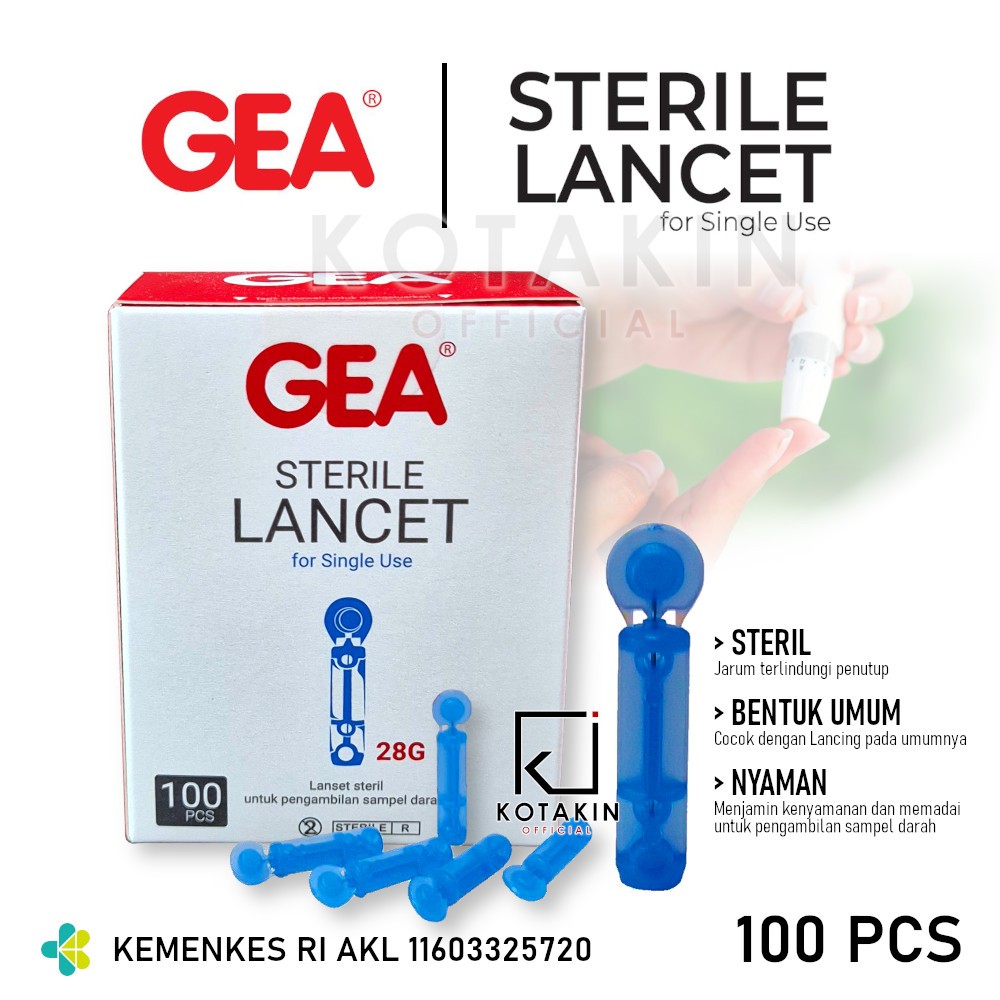 Jual Blood Lancet ( Jarum Ambil Darah ) 28G Isi 100 GEA ONEHEALTH ...