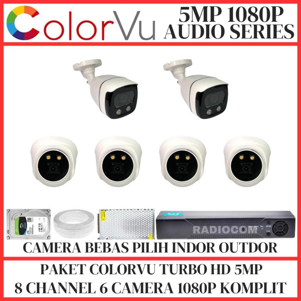 Jual paket cctv colorvu 8 channel 6 camera 5mp 1080p turbo hd full ...