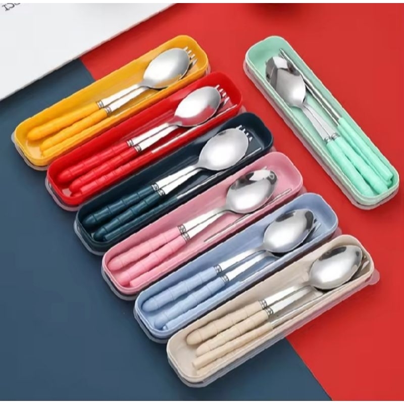 Jual satu set sendok, garpu,sumpit premium bahan staenless,set sendok ...