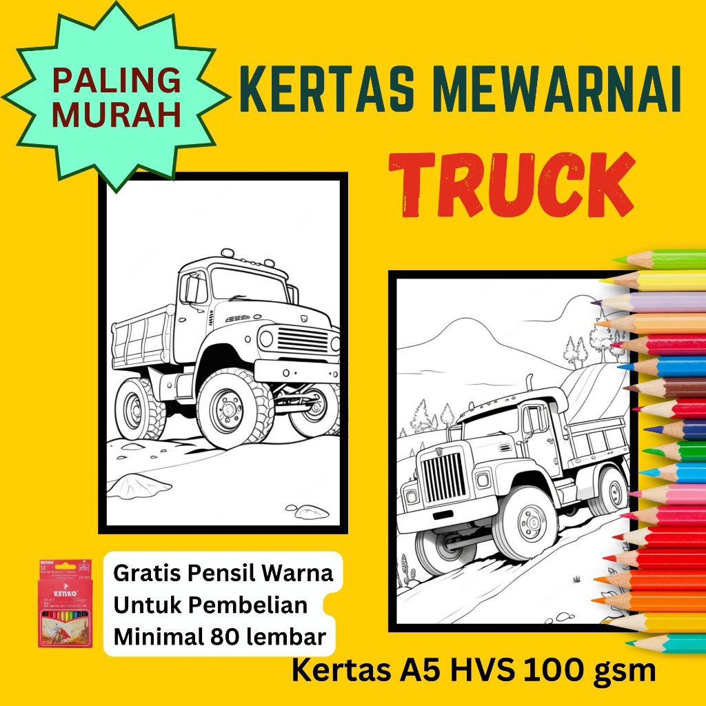 Jual Kertas Mewarnai / TRUCK / Buku Gambar Mewarnai Ukuran A5 ...