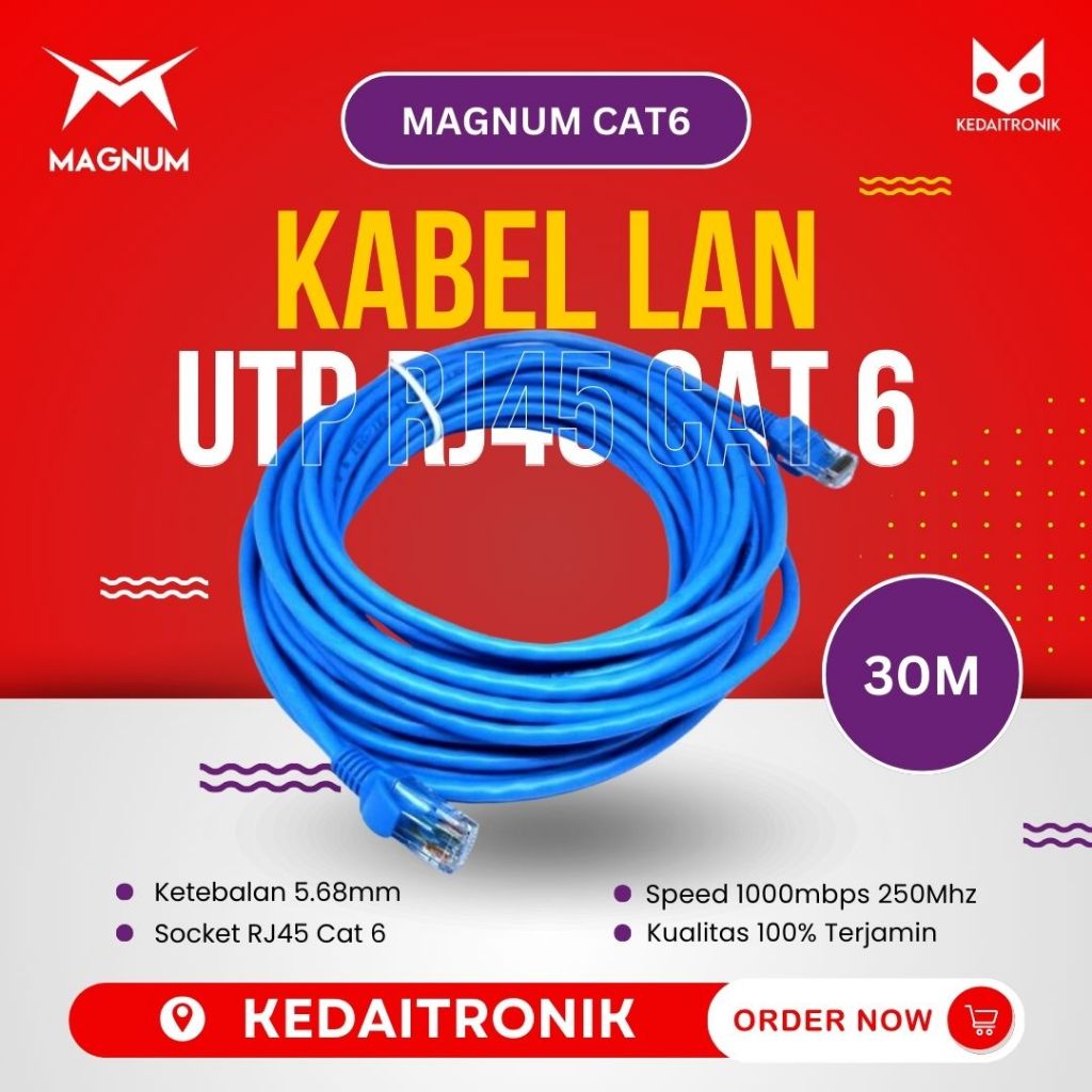 Jual Kabel LAN Cat6 15M MAGNUM UTP RJ45 Cat 6 8P8C Gigabit 15 meter 1gbps | Shopee Indonesia