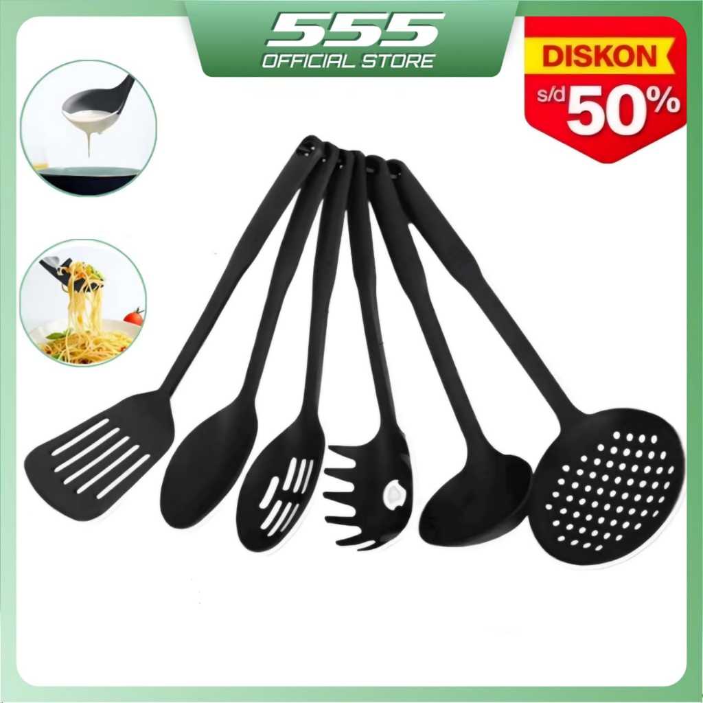 Jual Spatula Teflon Nilon Set 6 Pcs Kitchen Tools Set Irus Sotil Black ...