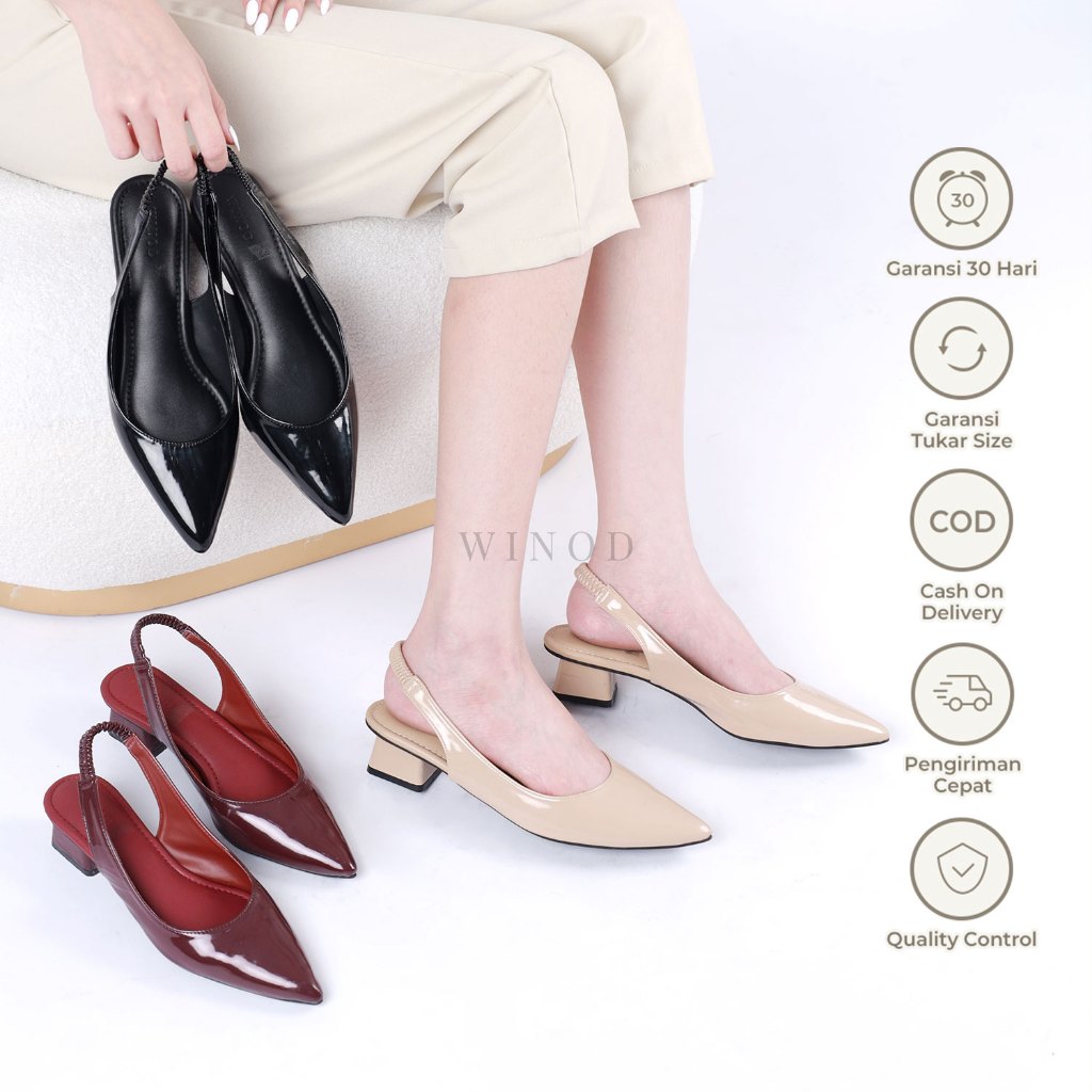 Jual WINOD Edwina Pantovel Wanita Hak 3cm Sepatu Kantor Model Heels ...