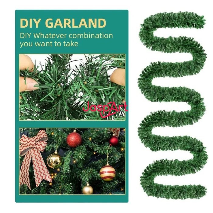 Jual Garland Natal / Daun Garland Hijau / Aksesoris Pohon Natal Hijau ...