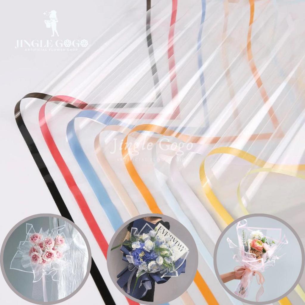Jual Kertas Buket Bunga Transparant List Cellophane Bening Frame Kaca ...