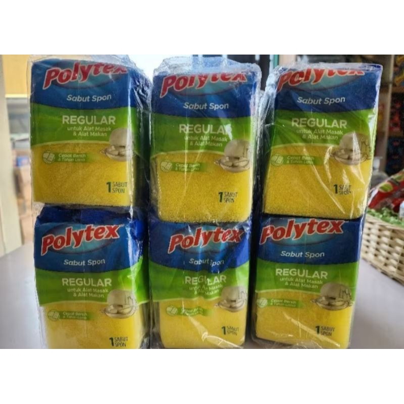 Jual SPON POLYTEX REGULER / BUSA CUCI PIRING POLYTEX 12 PCS | Shopee Indonesia