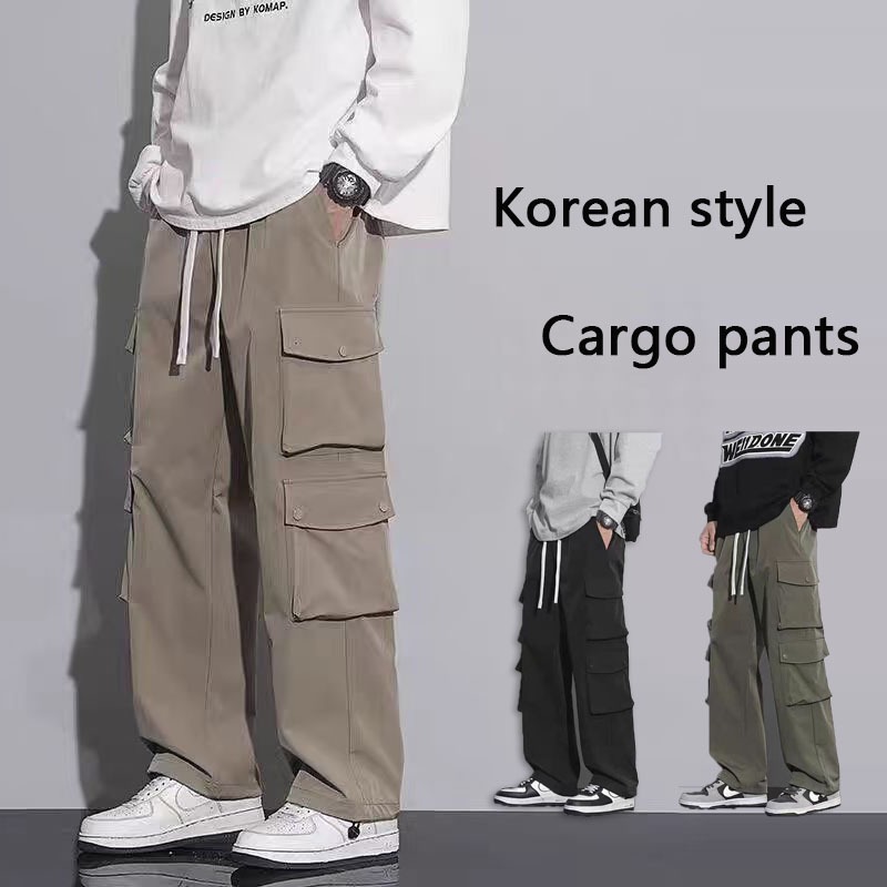 Jual celana cargo panjang pria baggy pants korean style loose fit celana kargo cowok dewasa ...