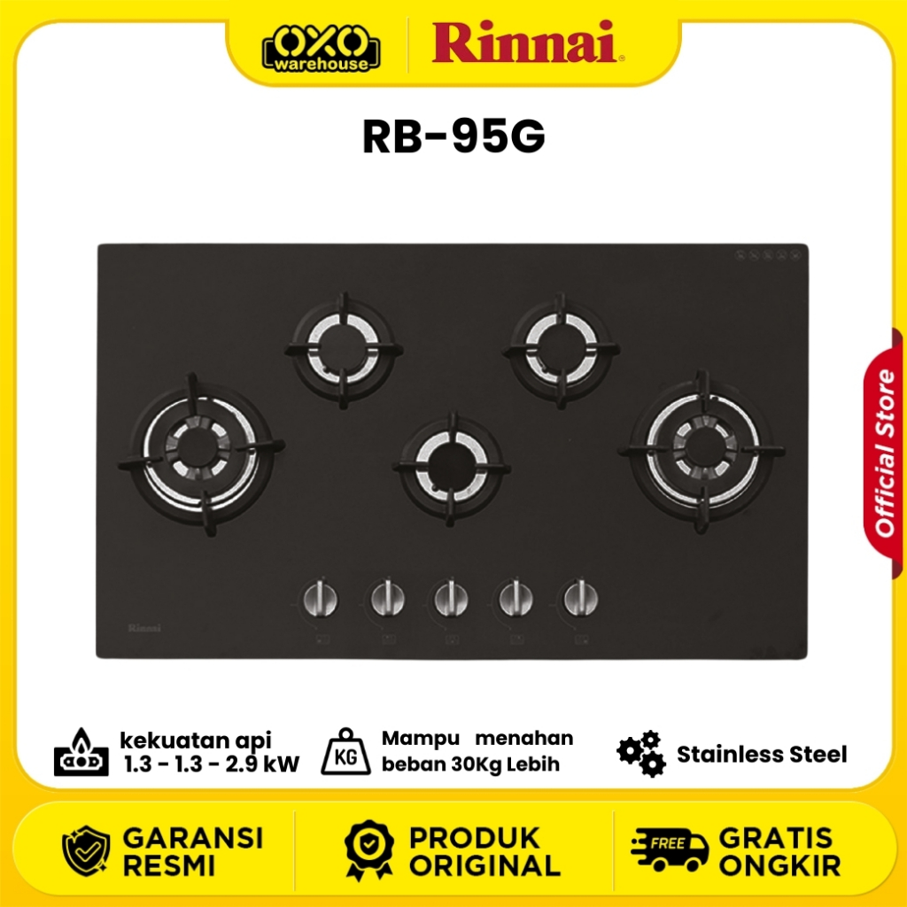 Jual Rinnai Kompor Tanam Gas 5 Tungku RB-95G Garansi Resmi | Shopee Indonesia