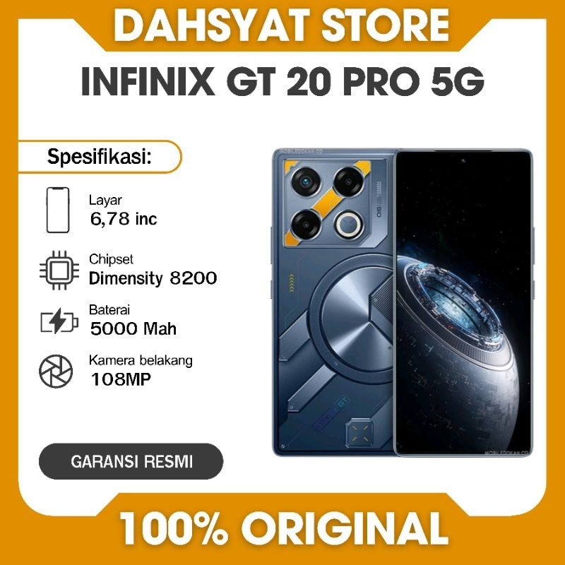 Jual Infinix GT 20 Pro 5G 8+8/256GB Chipset Dimensity 8200 Ultimate 4nm 5G Kamera 108MP NFC 45 ...
