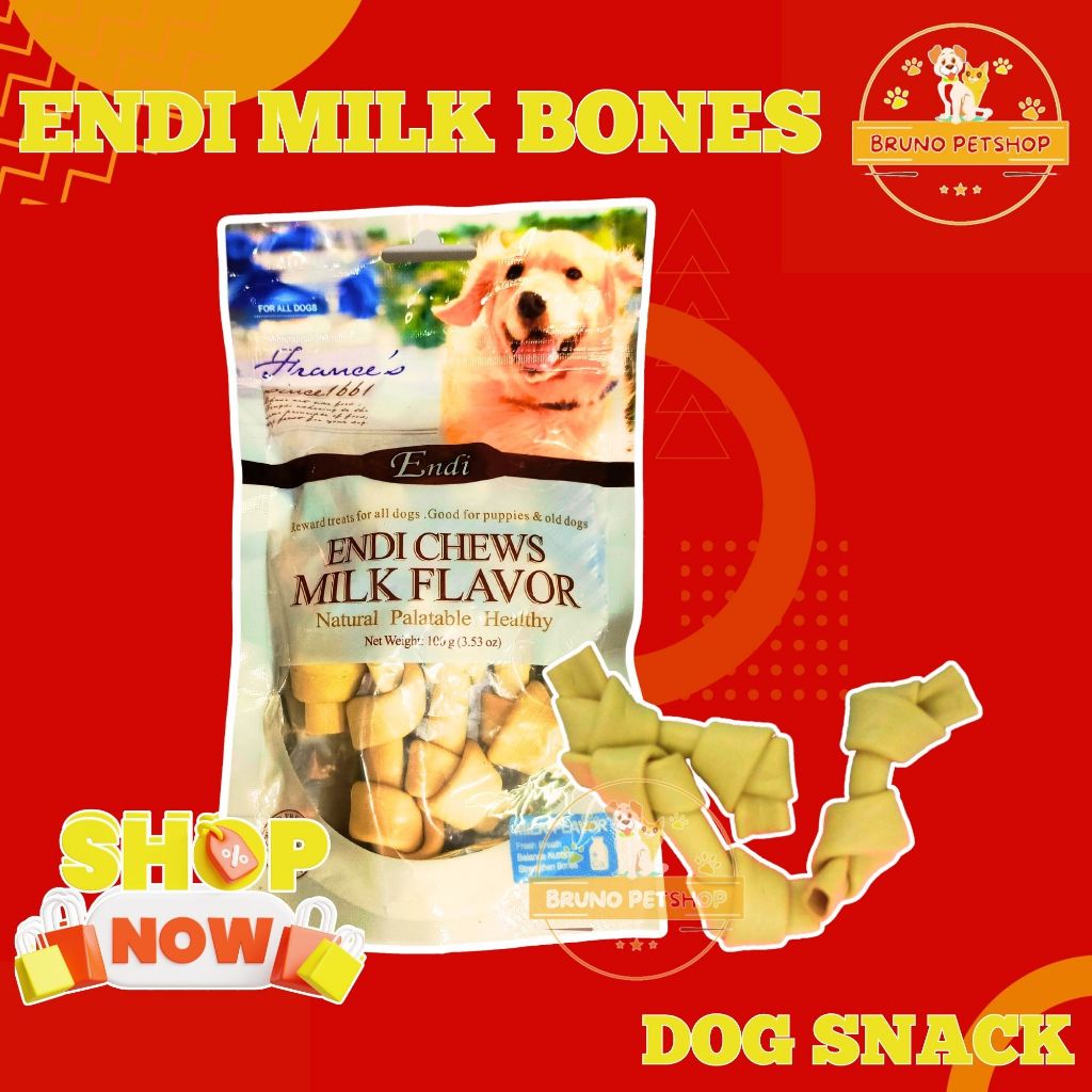 Jual Endi Chews Milk Flavor Bones 100gr Dog Treats Snack Cemilan Tulang ...