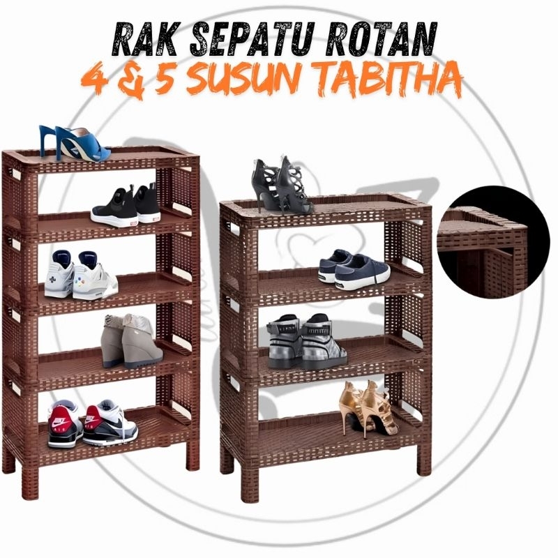 Jual TABITHA RAK SEPATU ROTAN 5 SUSUN 4 SUSUN 3 SUSUN PLASTIK ROTAN ...