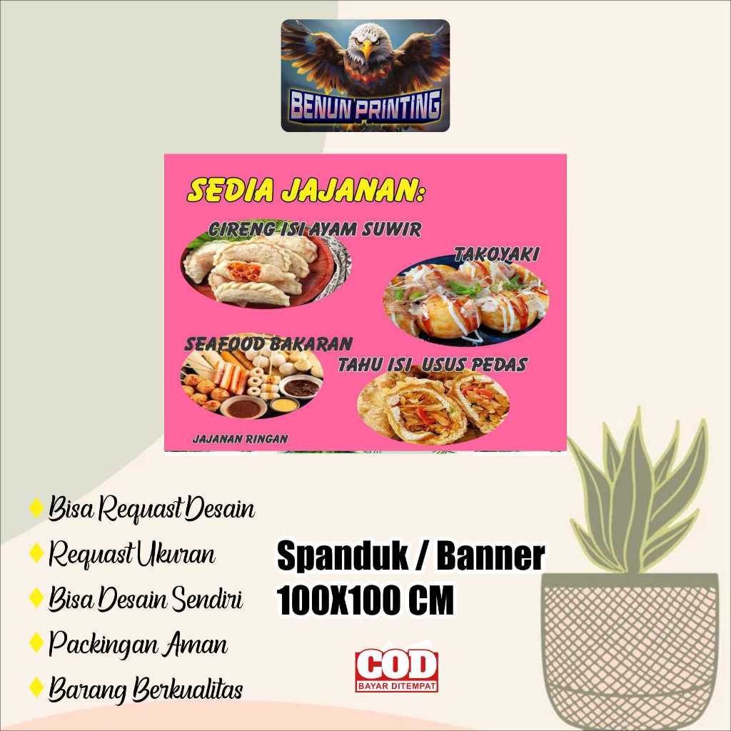Jual Spanduk Banner 100X100 Cm Sedia Jajan Takoyaki Seafood Bisa ...