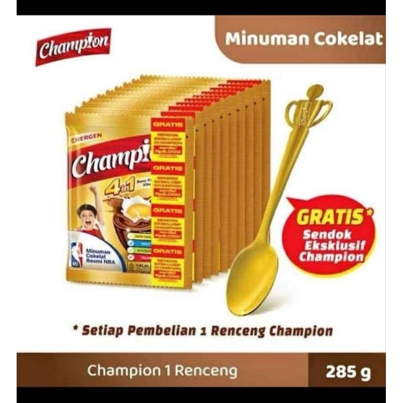 Jual (1 Renceng free sendok)Champion Energen susu coklat isi 10 sachet ...