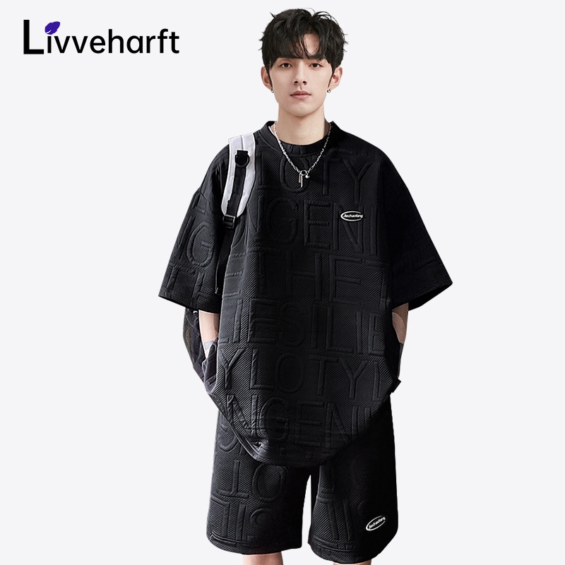 Jual Livveharft-1 set outfit pria setelan pria satu set pria Polos ...