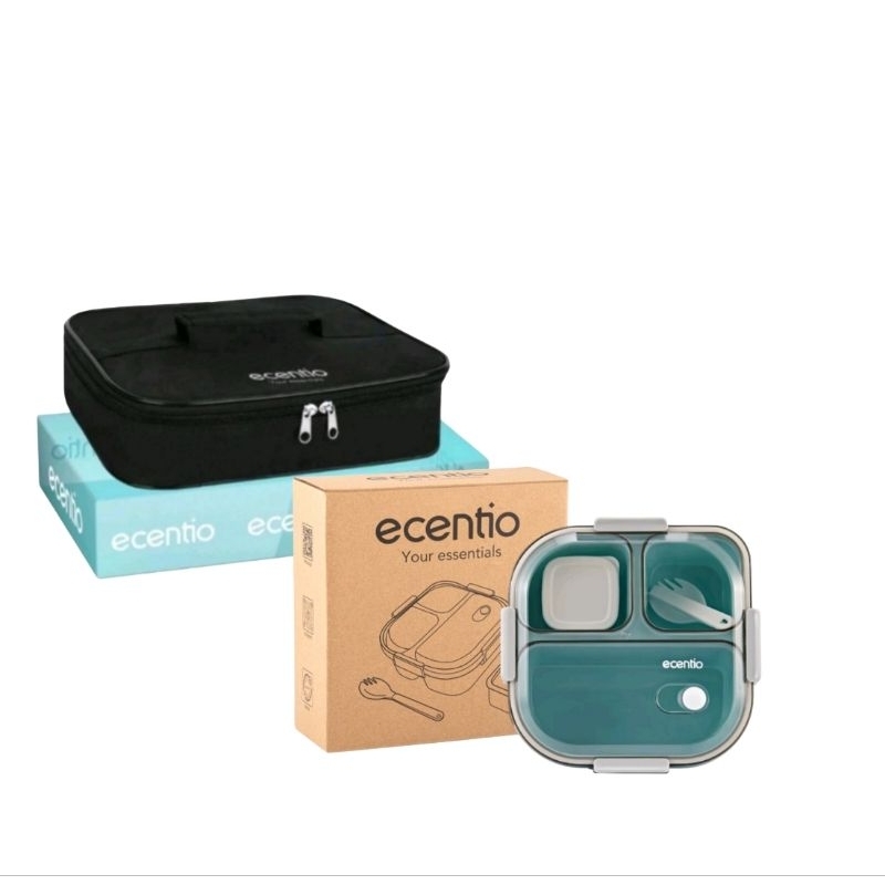 Jual Ecentio Paket Kotak makan 3skat Tempat makan Lunch Box + Tas bekal ...