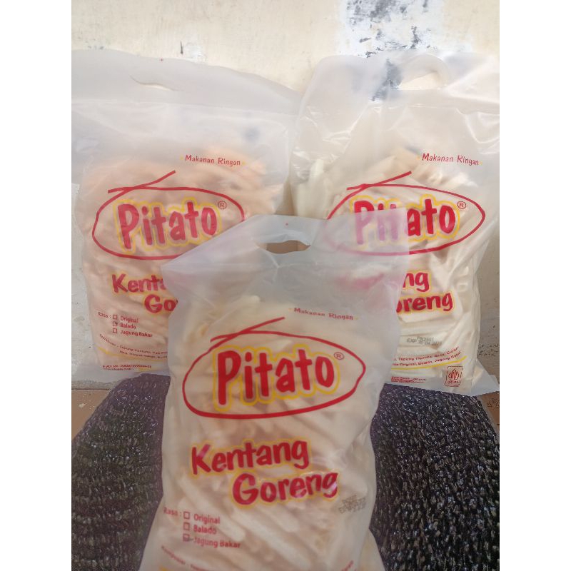 Jual kripik pitato kentang goreng 250gr/balado/original/jagung manis ...