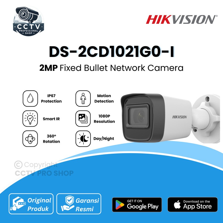 Jual Camera IP Hikvision DS-2CD1021G0-I 2MP Fixed Bullet Network Camera | Shopee Indonesia