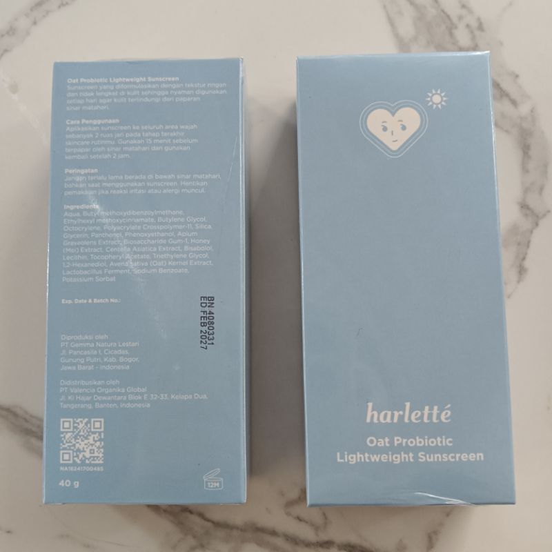 Jual Harlette Sunscreen Oat Probiotik Lightweight Sunscreen SPF 50 PA ...