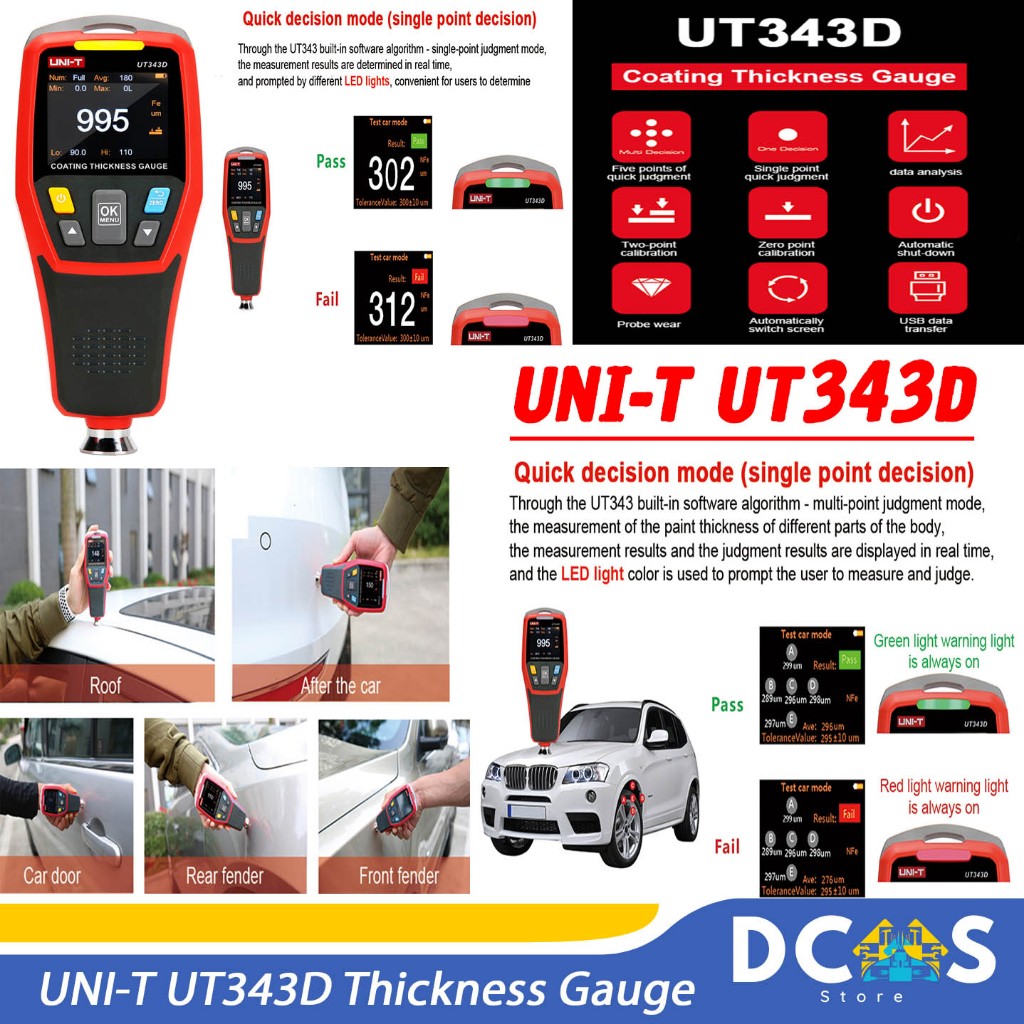 Jual UNI-T UT-343D/ UT343D Paint Coating Thickness Gauge Ukur Ketebalan ...