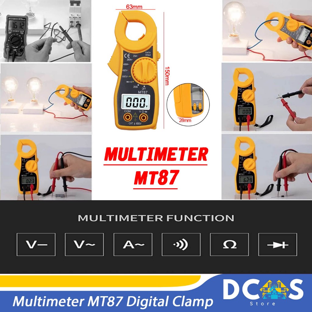 Jual Multimeter MT87 Digital Clamp Meter Tang Ampere Arus Volt Kabel ...