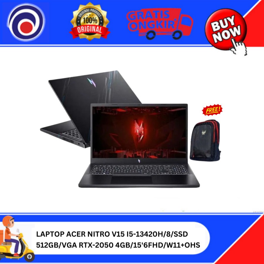 Jual LAPTOP ACER NITRO V15 I5-13420H/8/SSD 512GB/VGA RTX-2050 4GB/15'6FHD/W11+OHS | Shopee Indonesia