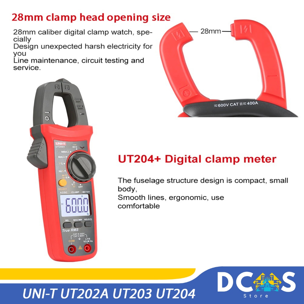 Jual Uni-T UT202A+ UT203+ UT204+ Digital Clamp Meter Multimeter Tang Amper | Shopee Indonesia