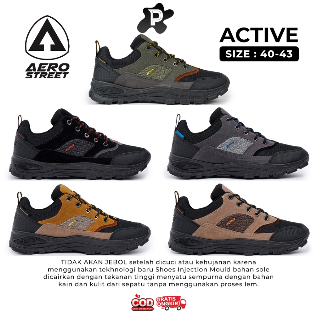 Jual Aerostreet 40-43 Active Low Hitam Army Kuning / Hitam Hitam Merah ...