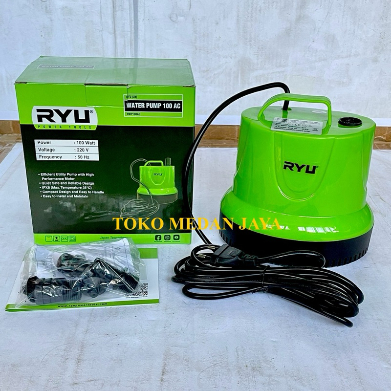 Jual MESIN KOLAM IKAN AQUARIUM POMPA AIR CELUP WATER PUMP RYU RWP 100 ...