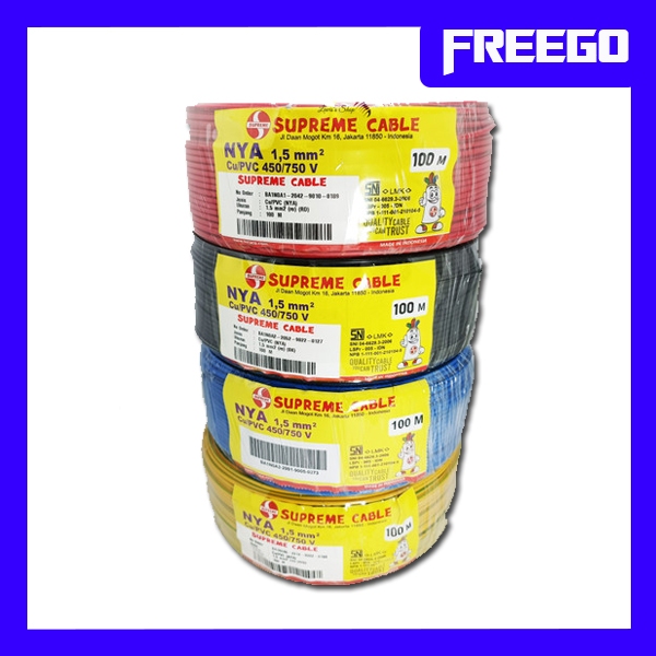 Jual kabel listrik kawat tunggal NYA 1.5 mm 100 meter supreme hitam | Shopee Indonesia