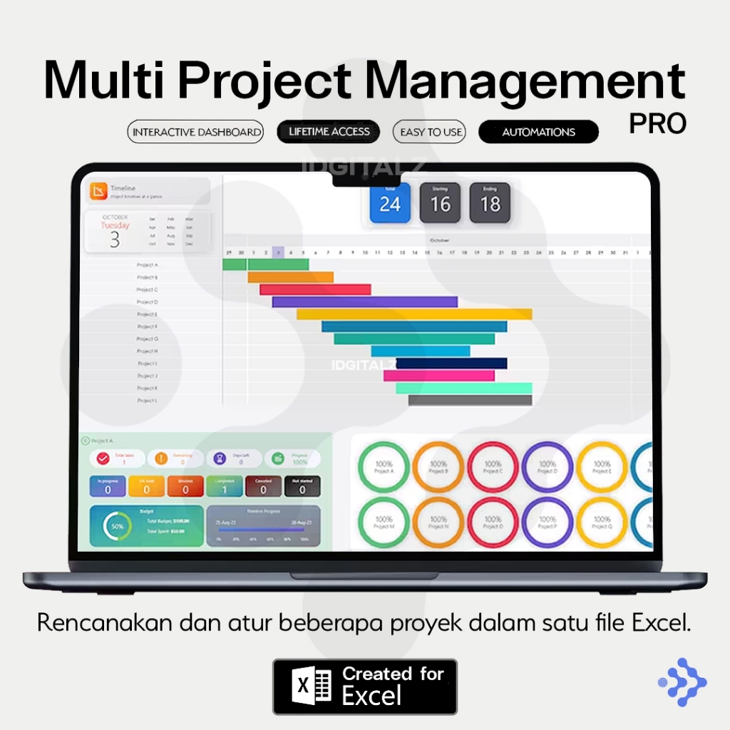 Jual [T0124] Multi Project Management Pro Excel - Template Manajemen ...