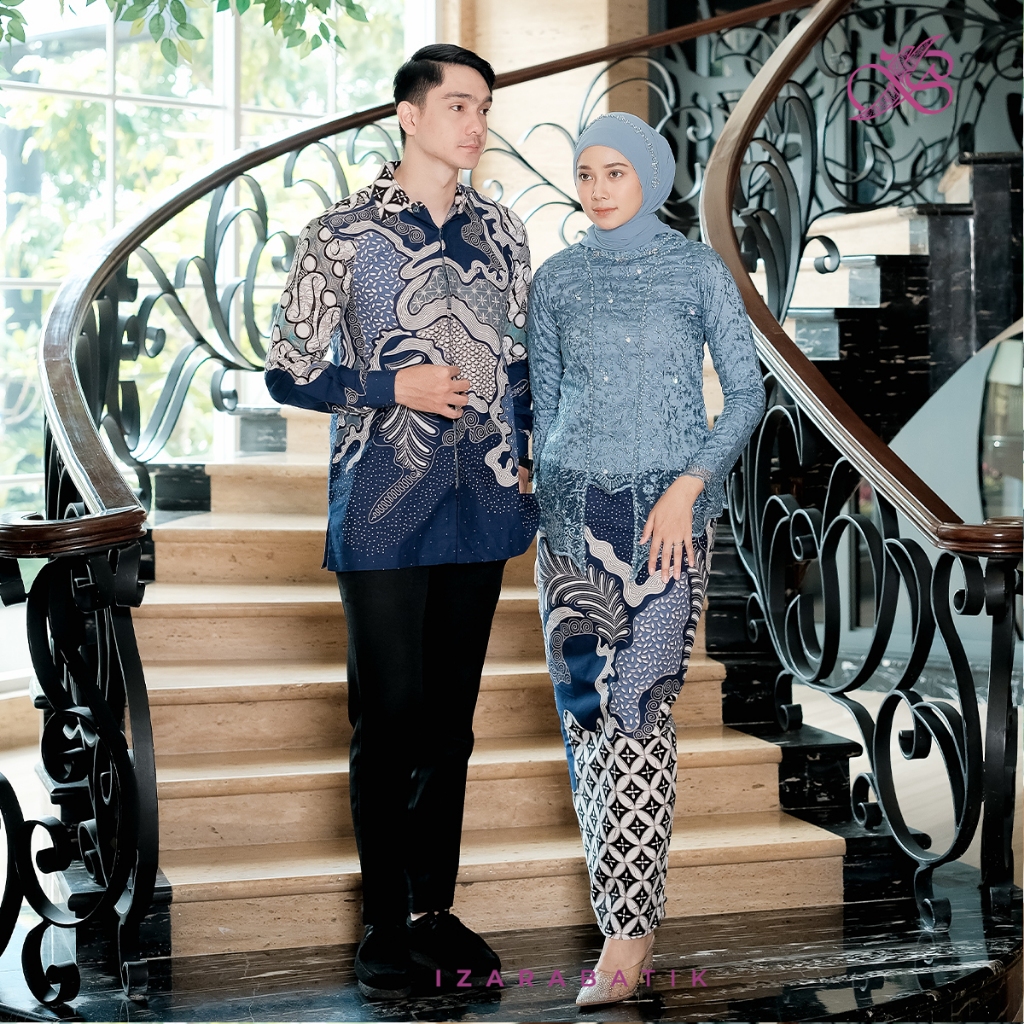 Jual IZARABATIK - Kharisma Denim Set Kebaya Batik Modern Couple Wisuda ...