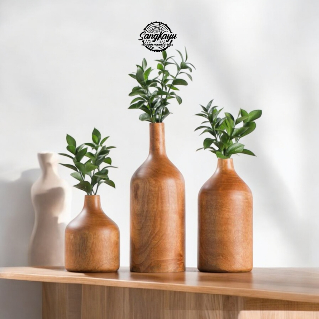 Jual SangKayu Vas Bunga Kayu Solid Wooden Vase Vas Kayu 10x25 cm ...