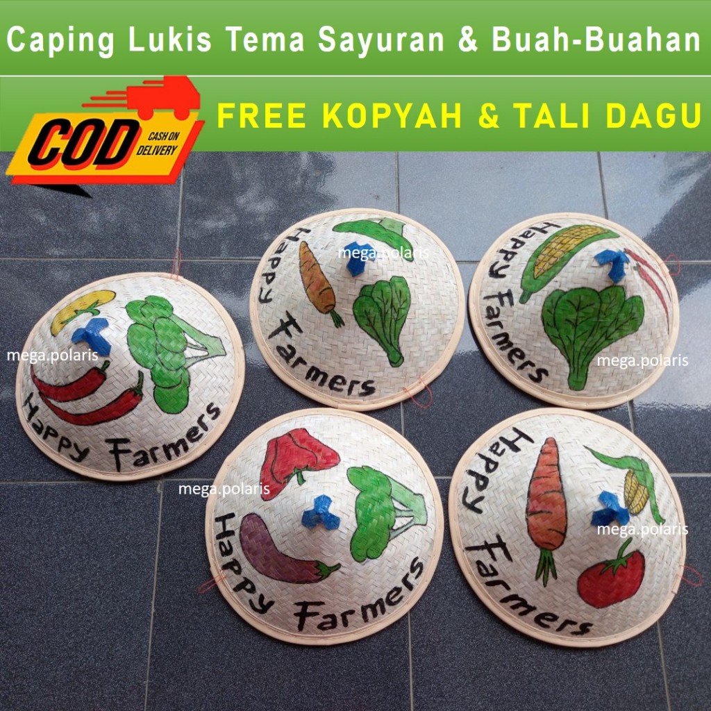 Jual Caping Sayuran Topi Petani Lukis Buah & Sayur, Capil Bambu Motif ...