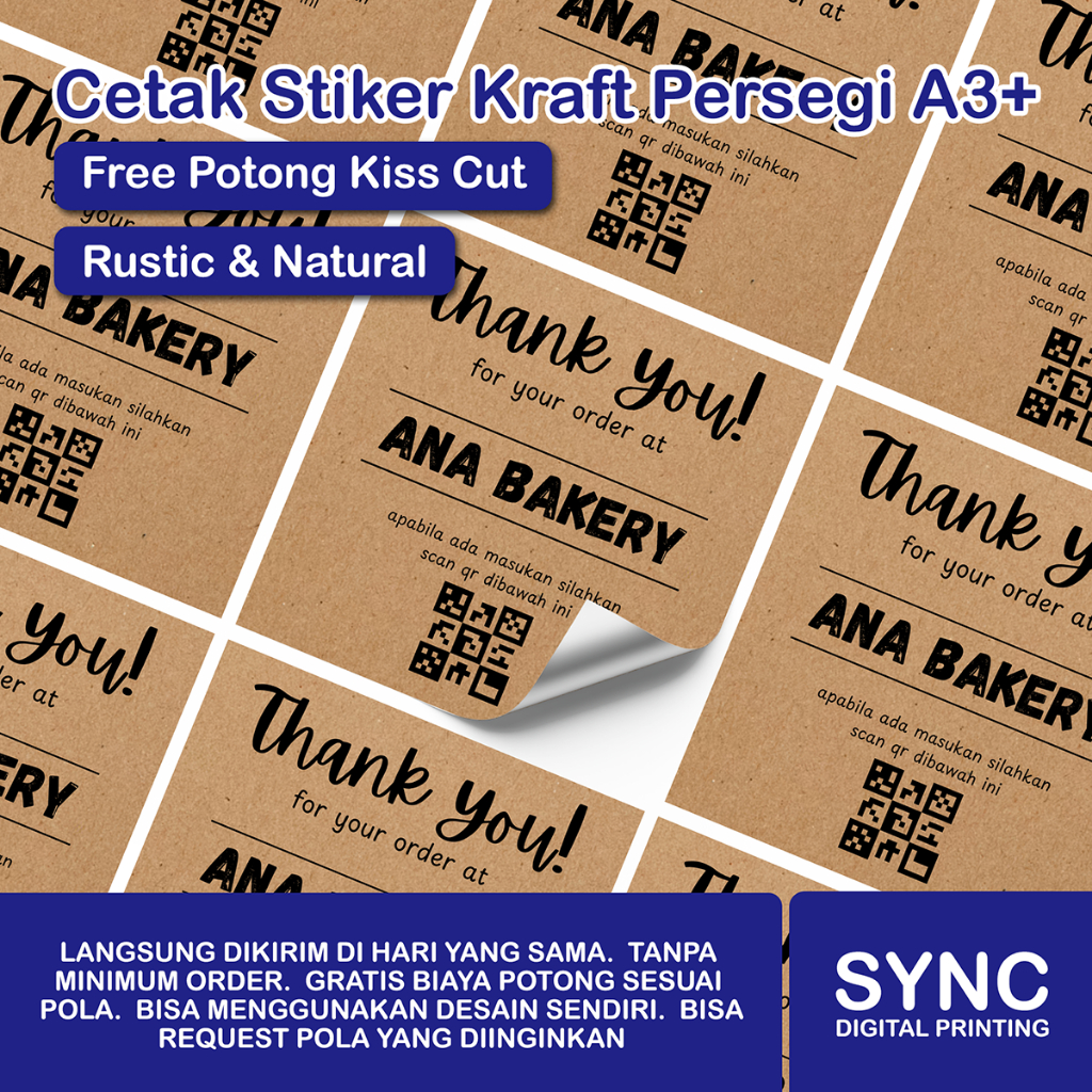 Jual Cetak Stiker Kraft A3 Plus Bentuk Persegi Kotak Free Kiss Cut ...